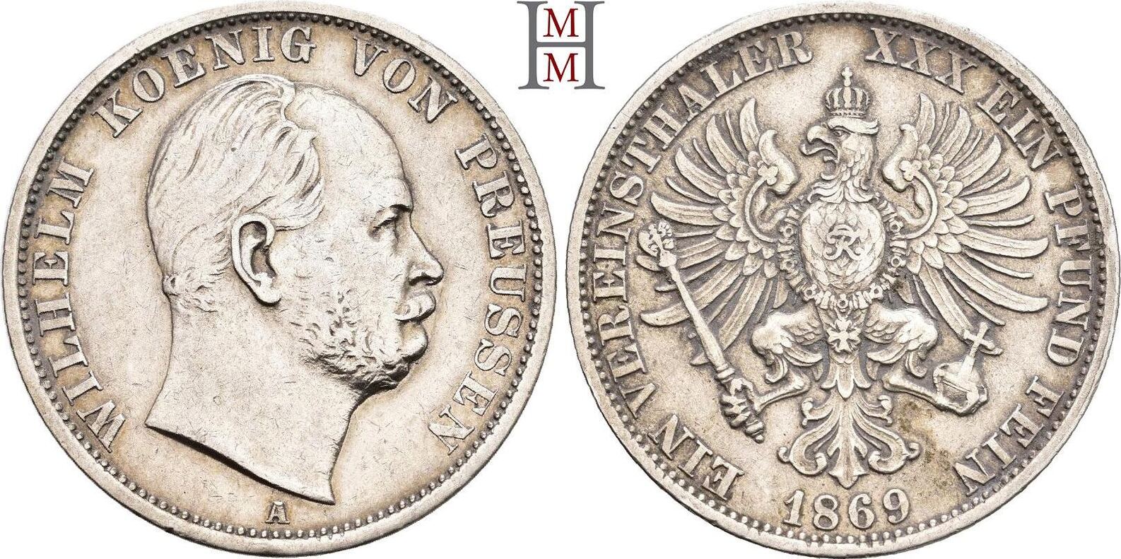 BRANDENBURG / PREUSSEN Taler 1869 A Wilhelm I., 1861 - 1888. Feine ...