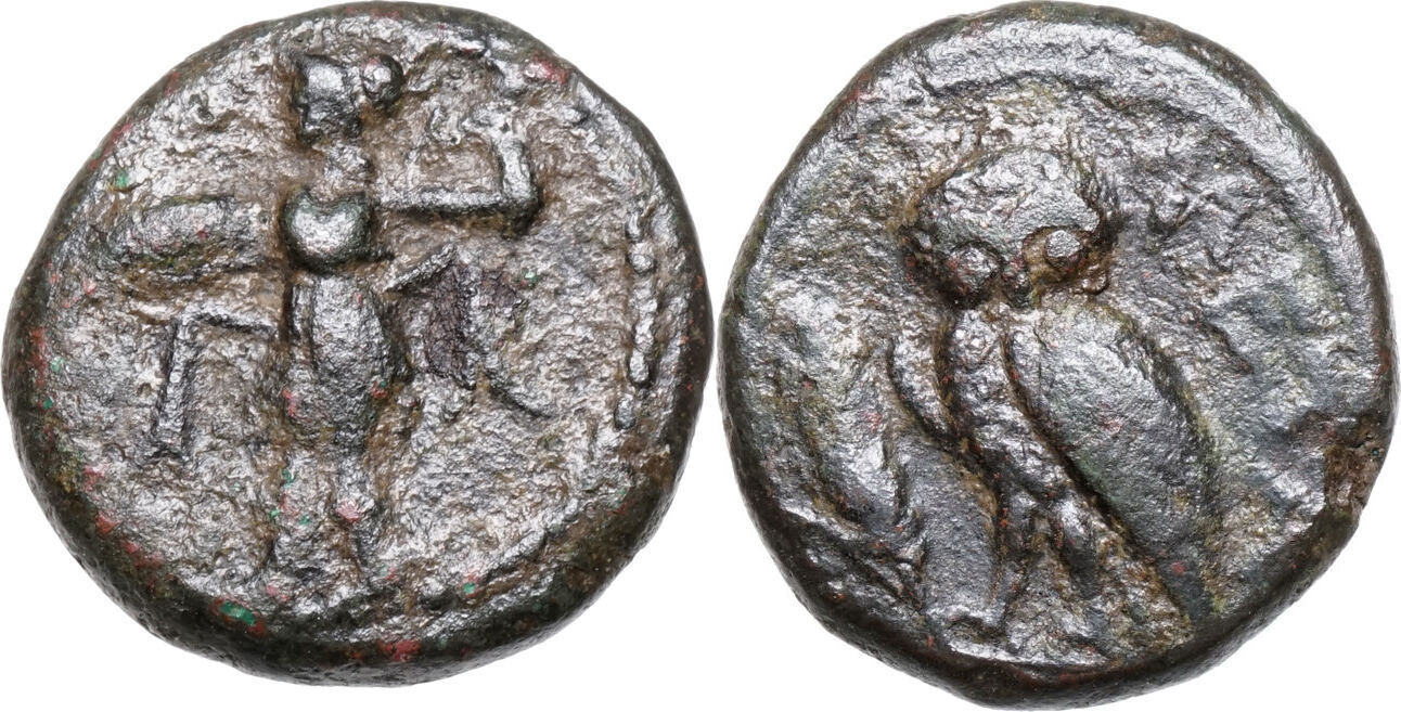 Lukanien, METAPONT AE (~300-250 BCE) Athena, EULE ss | MA-Shops