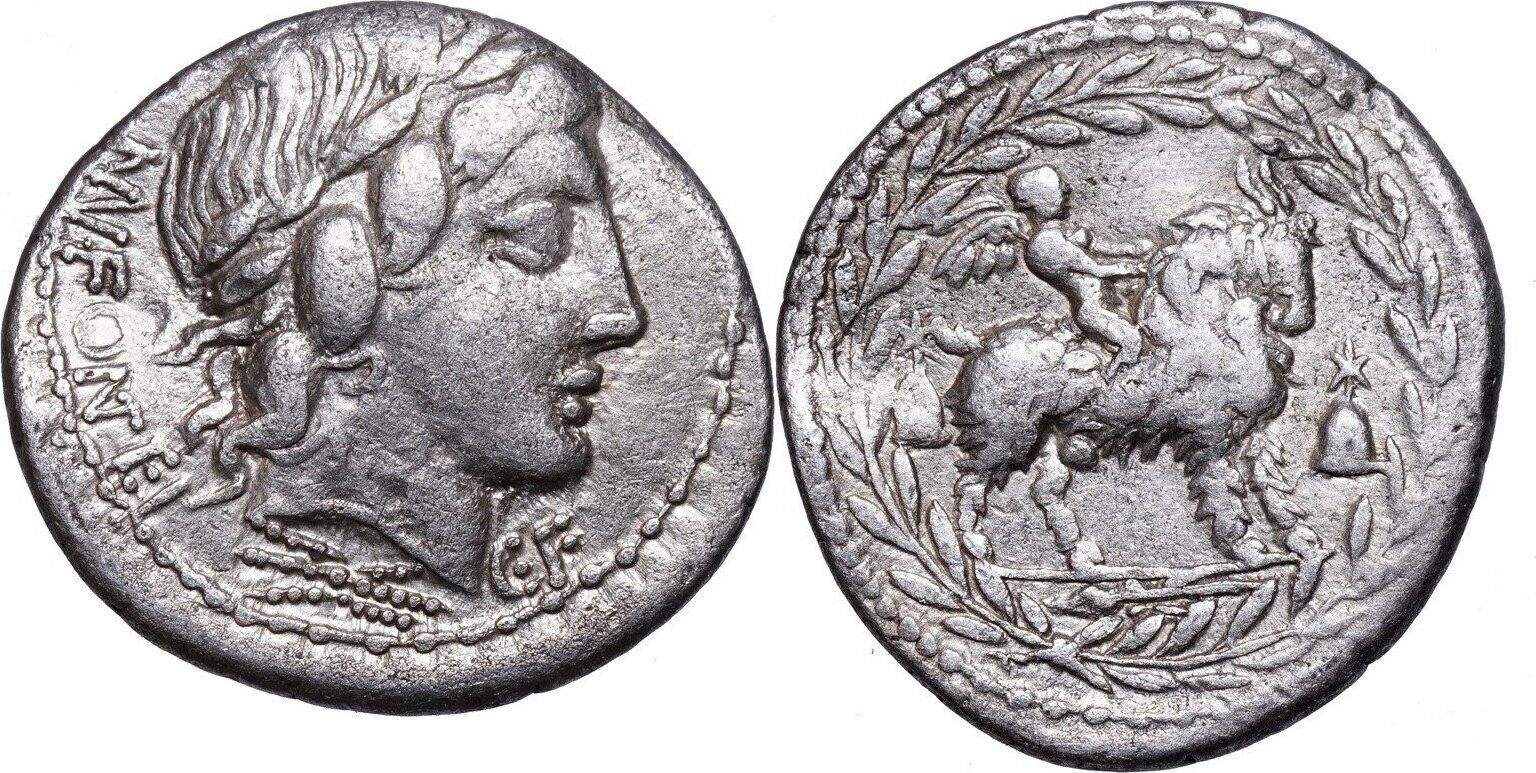 Mn. Fonteius C.f. (85 BCE) AR Denar Rom, CUPIDO auf Ziegenbock ss | MA ...