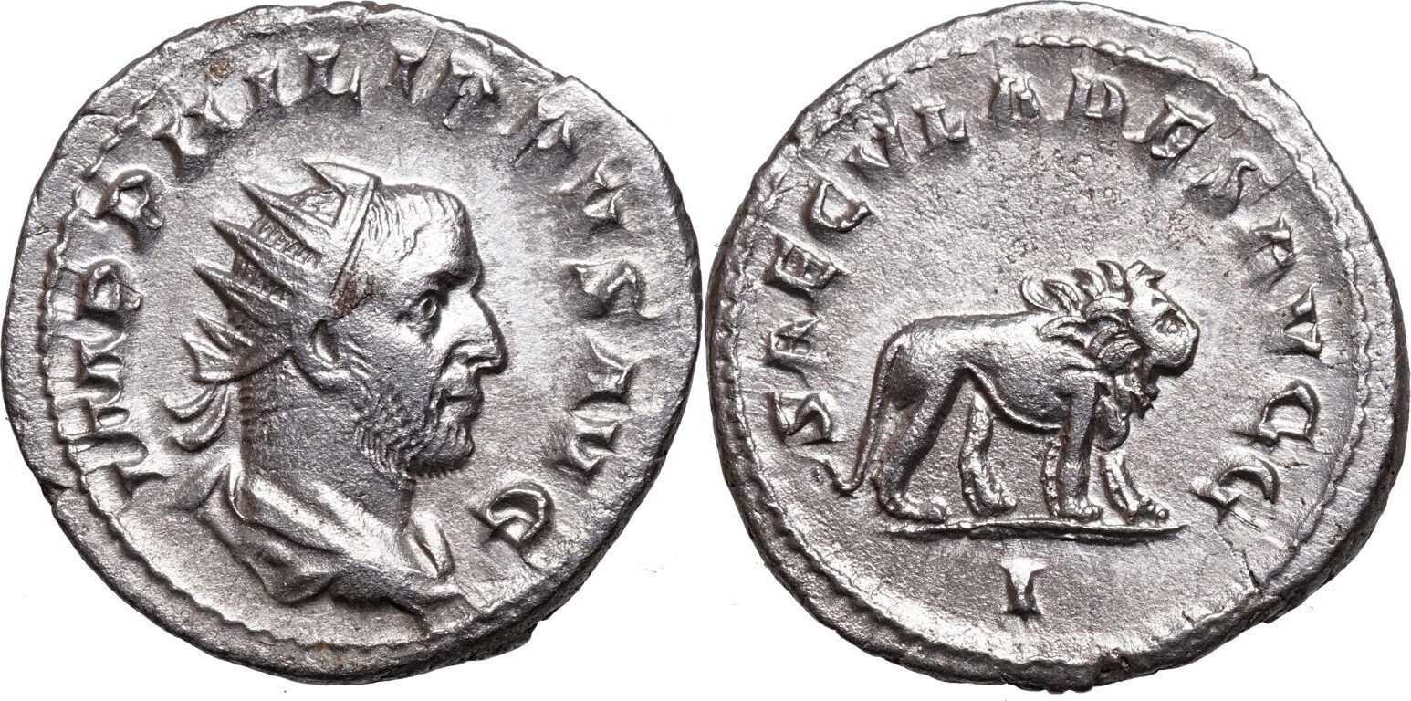 Philippus I. Arabs (244-249) AR Antoninian LÖWE, 1000-Jahr-Feier Roms ...