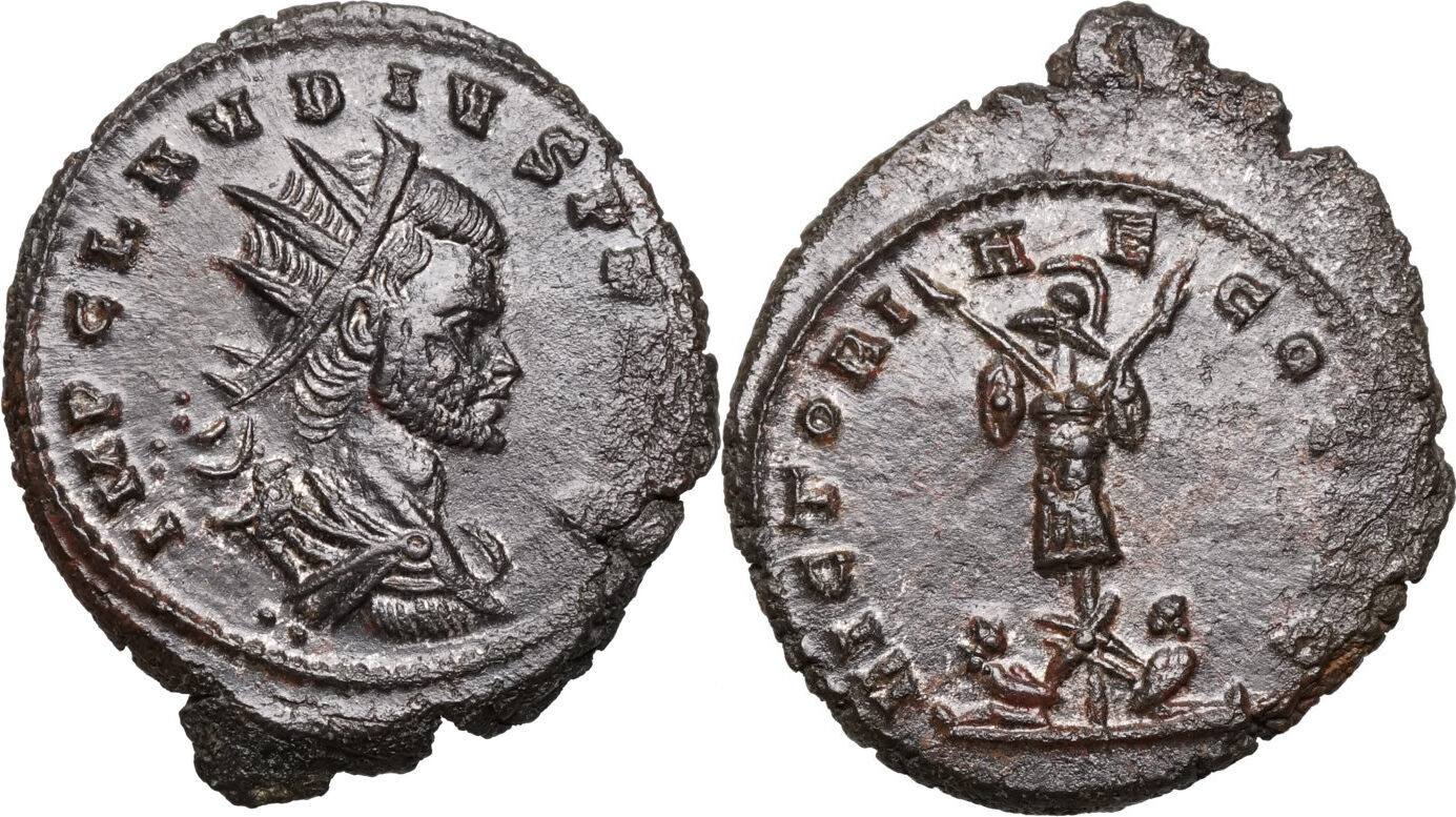 Claudius II. Gothicus (268-269) AE Antoninian Cyzicus, Tropaion mit ...