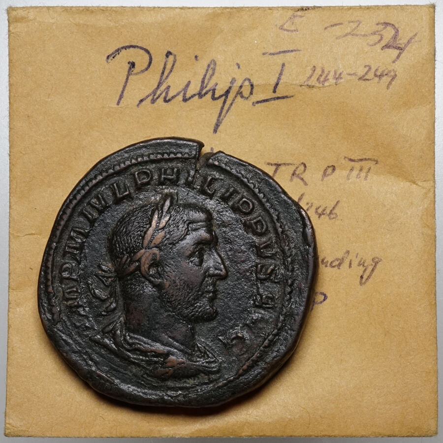 Philippus I. Arabs (244-249) Æ Sesterz Rom, FELICITAS mit Caduceus, Ex ...