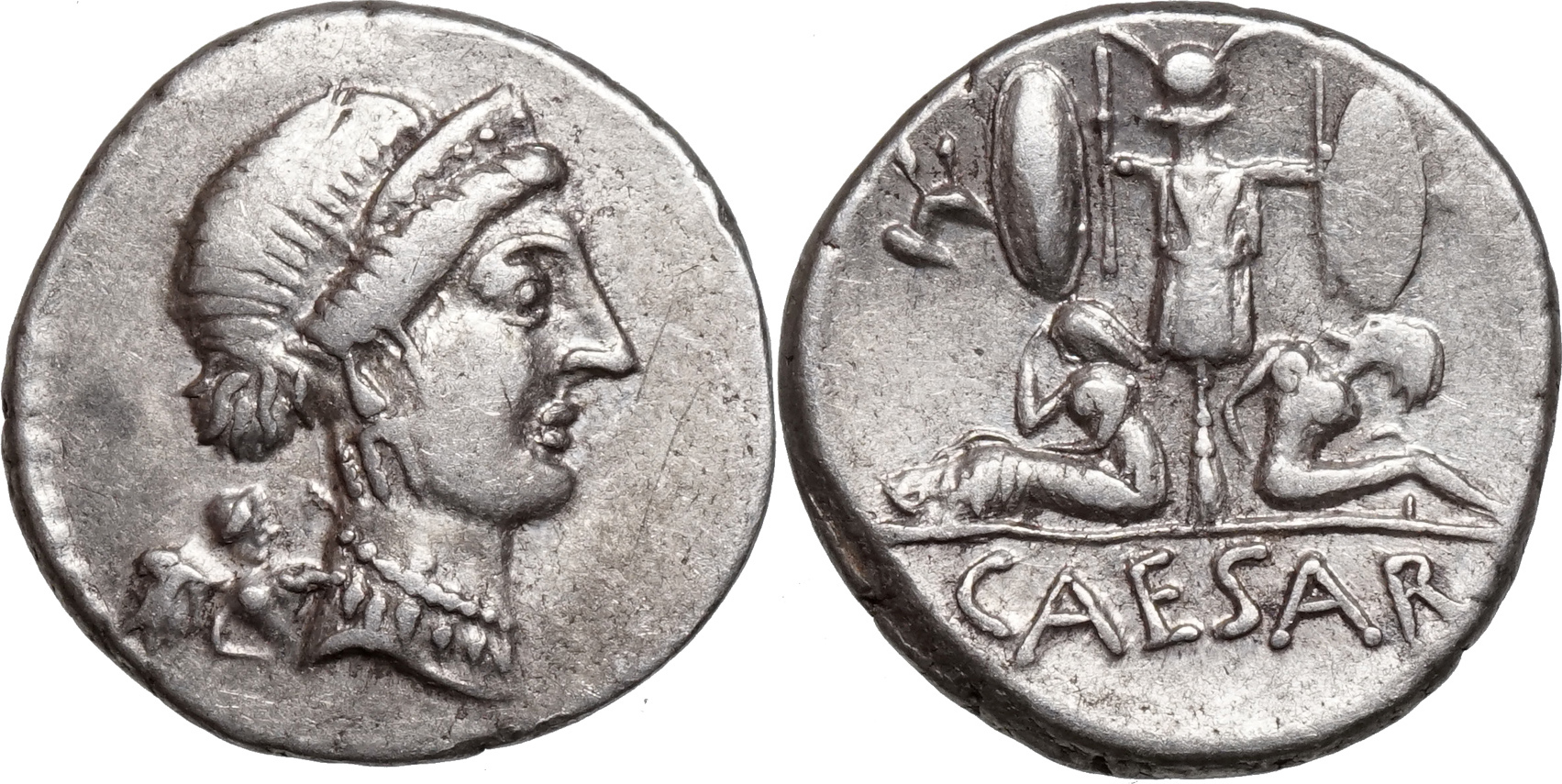 Römische Republik, JULIUS CAESAR (49-44 BCE) Denar (46-45 ...