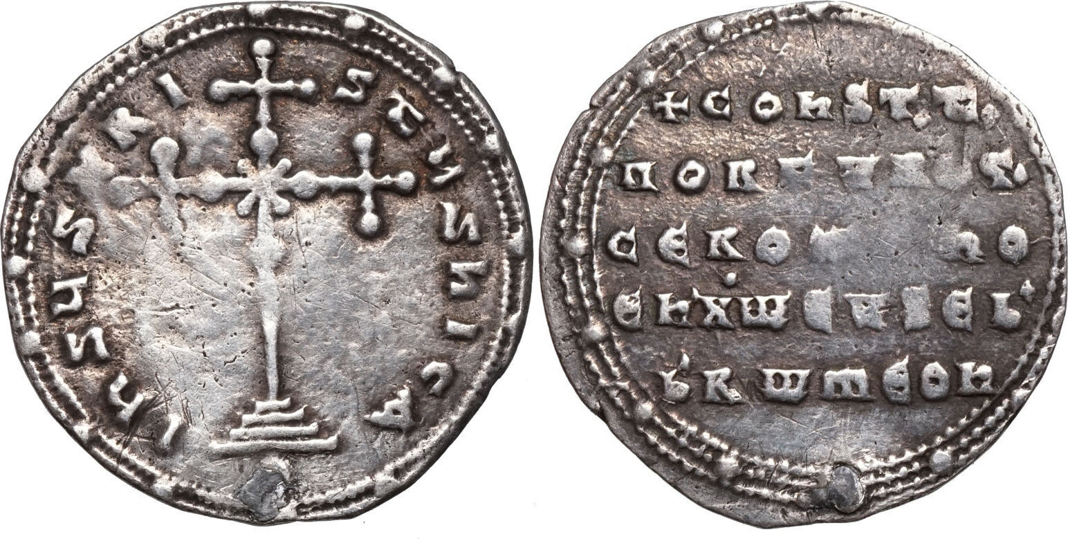 Constantine VII. Porphyrogenitus (913-959) AR Miliaresion Constantinopolis (945-959 Stufenkreuz ...