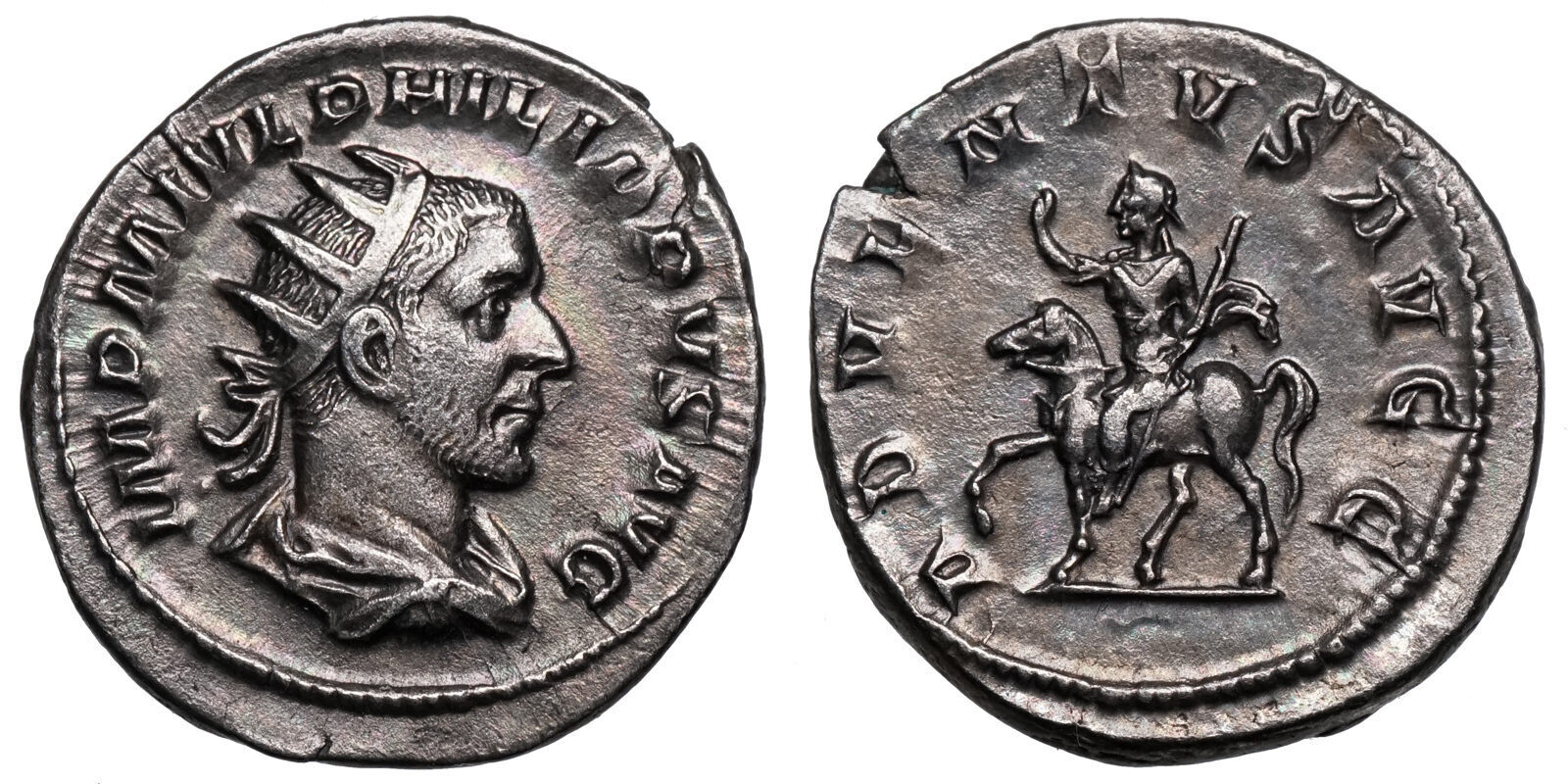 Philippus I. Arabs (244-249) AR Antoninian Rom. KAISER zu Pferd. Ex ...