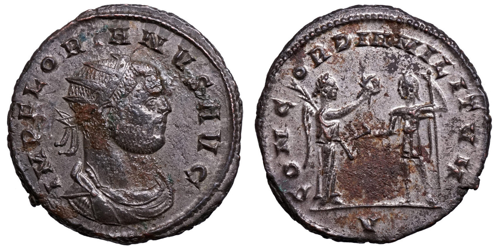 Florianus (AD 276) Æ Antoninian Kyzikos. Concordia. Viktoria bekränzt ...