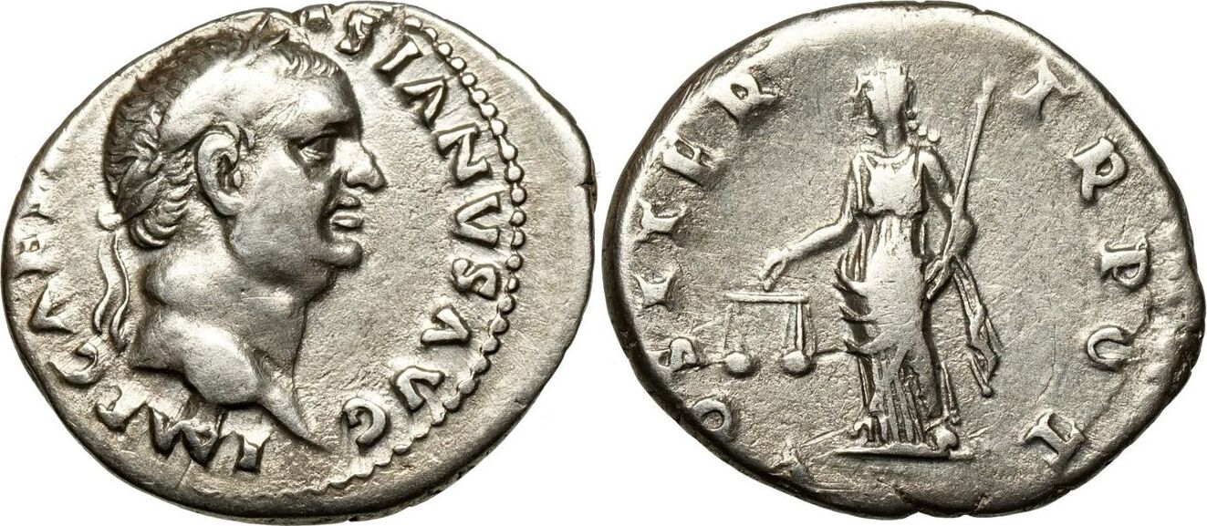 Römische Kaiserzeit, VESPASIAN Denar (69-79 CE) Rom, AEQUITAS ss | MA-Shops
