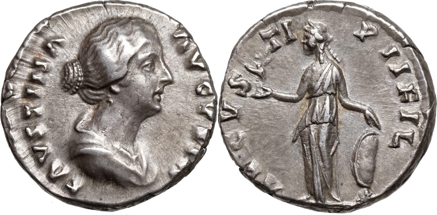 Faustina II. (Augusta, 147-175) Denar Rom, VENUS Victrix mit Schild ss+ ...