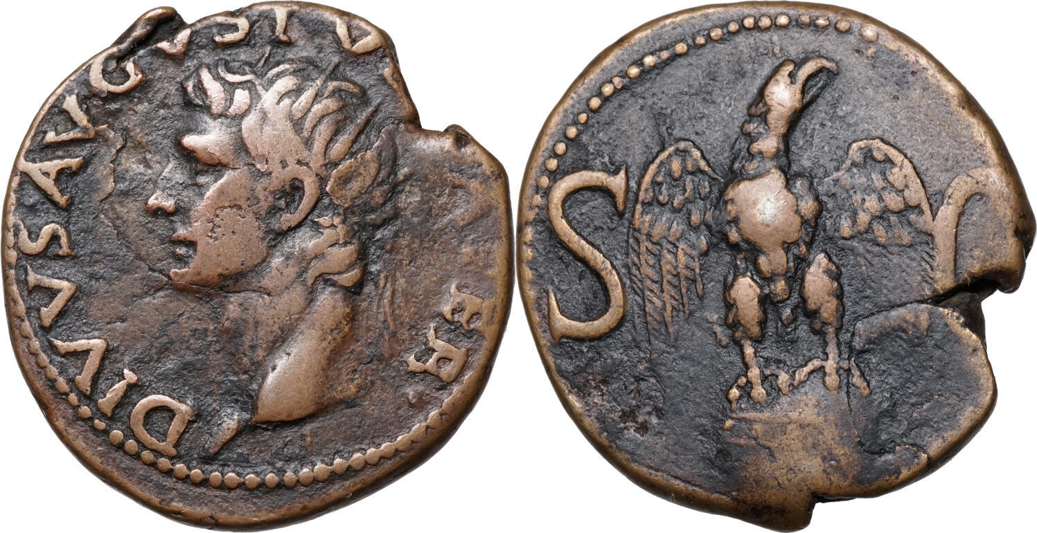 DIVUS Augustus (27 BCE-14 CE) AE As Rom, 34-37 Adler auf Globus, ss ...