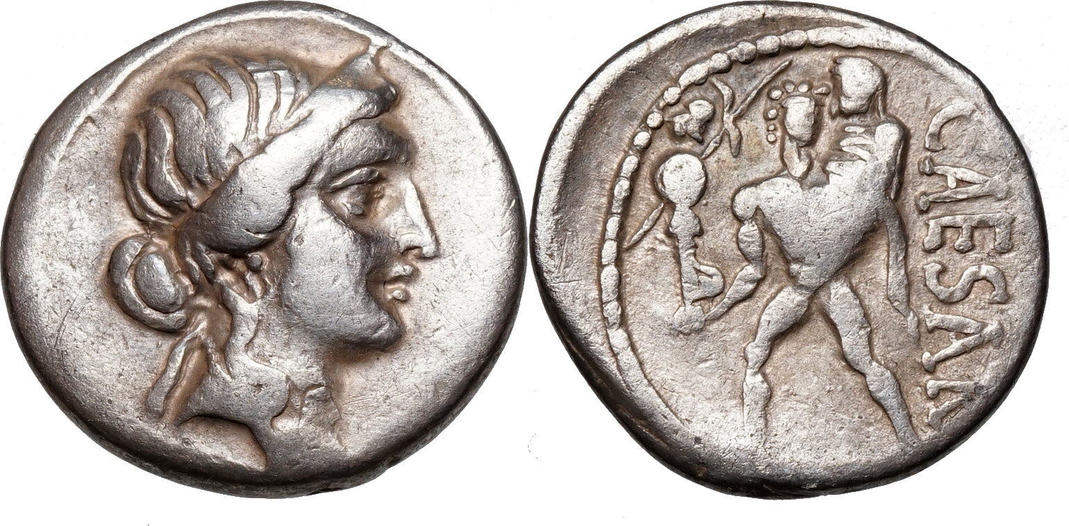 Römische Republik, JULIUS CAESAR AR Denar (48-47 BCE) ss | MA-Shops