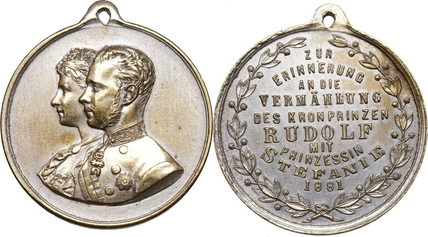 Vermählung Rudolf mit Stephanie Anhängermedaille 1881 Auf die ...