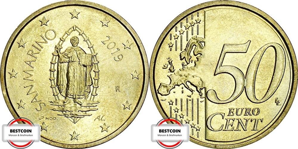 SAN MARINO 50 Cent 2019 Kursmünze UNC | MA-Shops