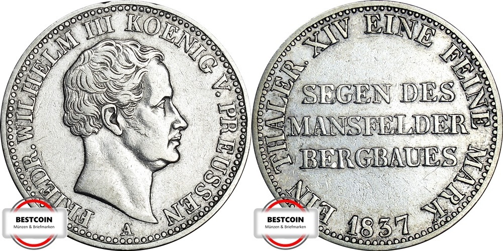 PREUSSEN Ausbeutetaler 1837 A AKS 18 - geprägt unter König Friedrich Wilhelm III. SS-VZ | MA-Shops