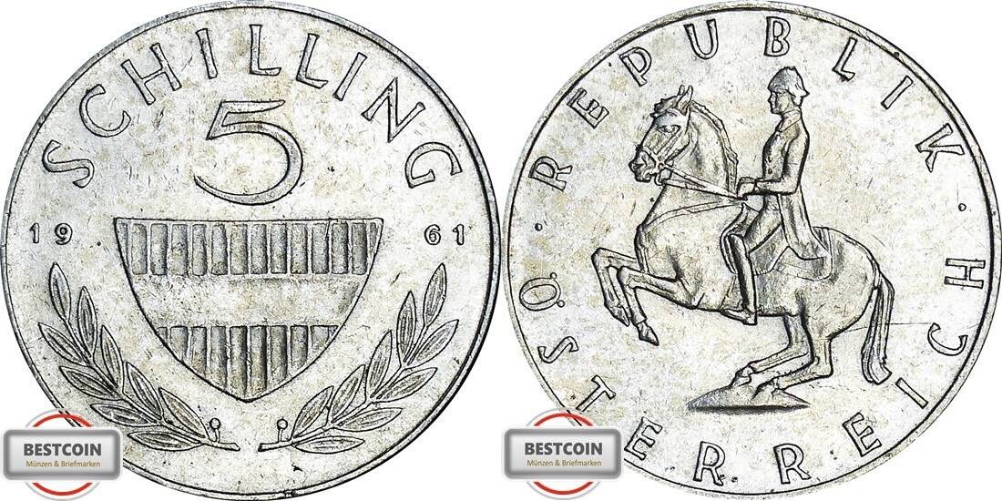 ÖSTERREICH 5 Schilling 1961 VZ | MA-Shops
