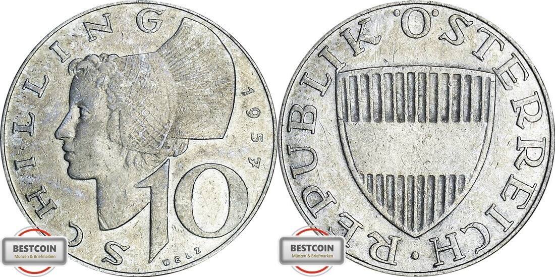 ÖSTERREICH 10 Schilling 1957 SS | MA-Shops