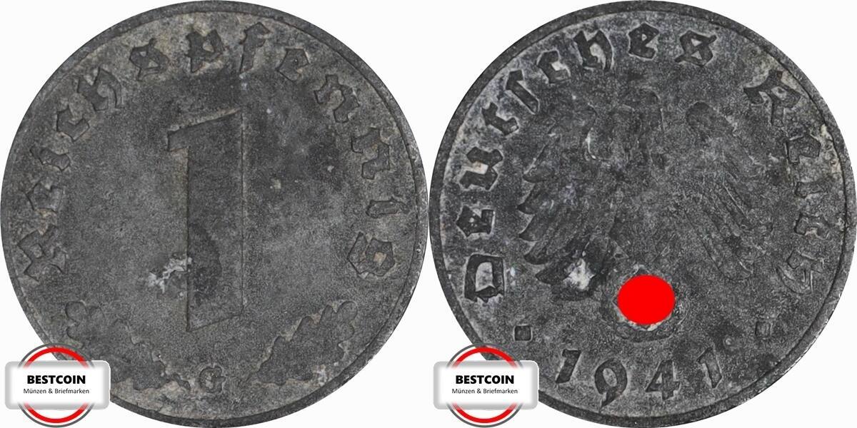 DRITTE REICH 1 Reichspfennig 1941 G J369 SS | MA-Shops