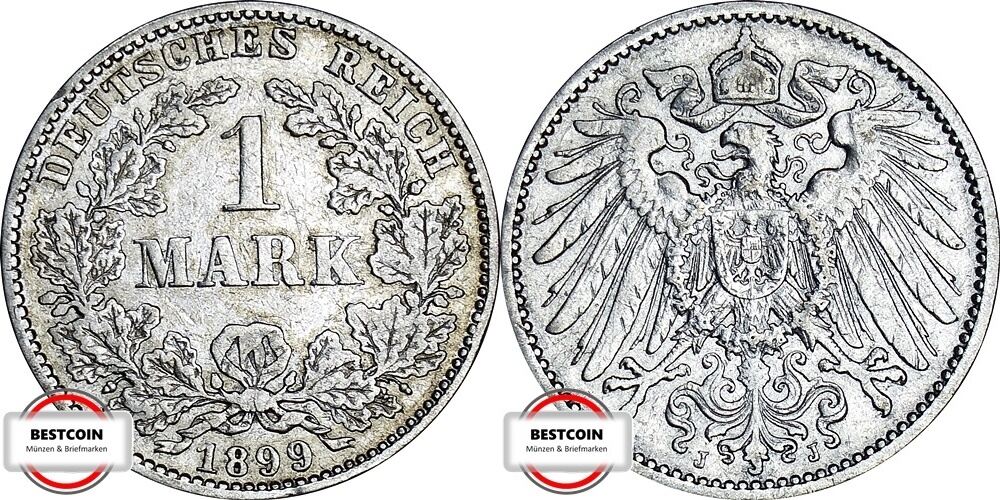 1 Mark 1899 J J 17 - Kursmünze aus dem Kaiserreich VZ | MA-Shops