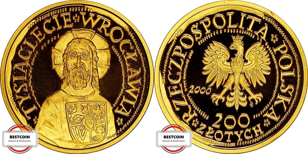 POLEN 200 Zloty KM 393 1000 Jahre Breslau AUFLAGE NUR 2000