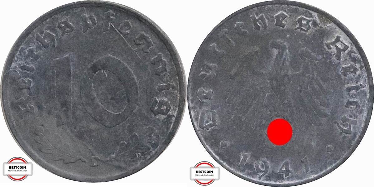 DEUTSCHLAND 10 Reichspfennig 1941 D J 371 - Kursmünze aus dem Dritten Reich SS | MA-Shops