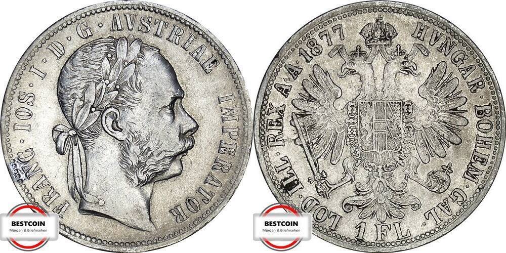 ÖSTERREICH 1 Florin 1877 KM 2222 - geprägt unter Franz Josef I. SS-VZ ...