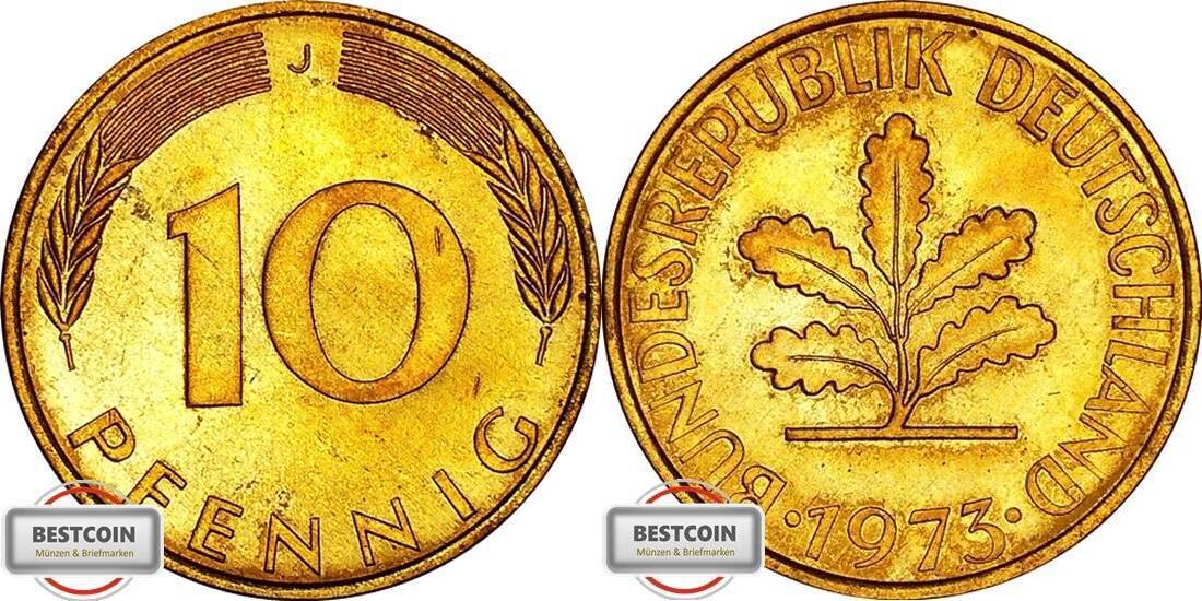 BRD 10 Pfennig 1973 J J 383-Kursmünze STG | MA-Shops