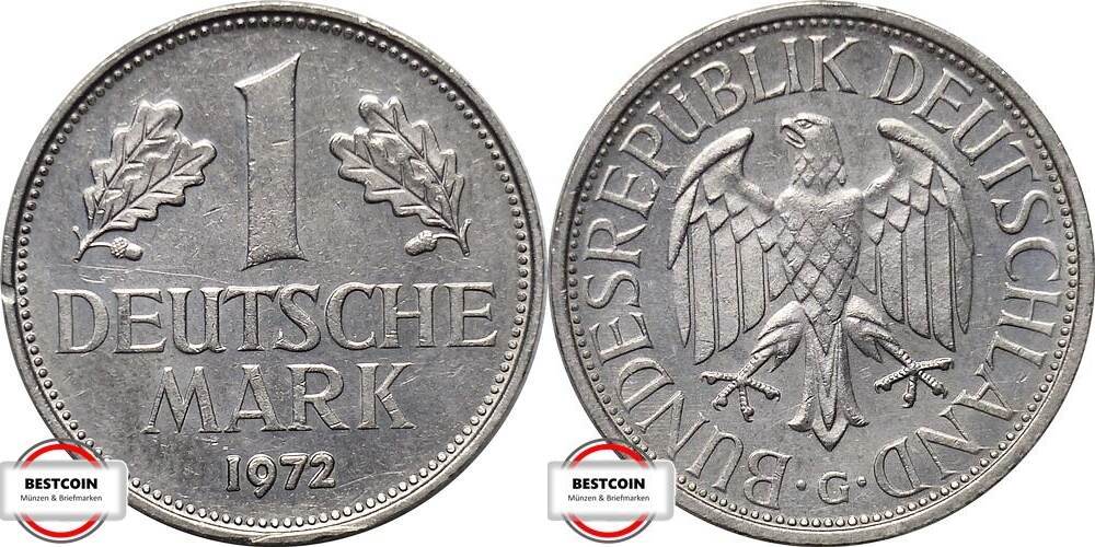BRD 1 Mark 1972 G J 385 - Kursmünze VZ-STG | MA-Shops