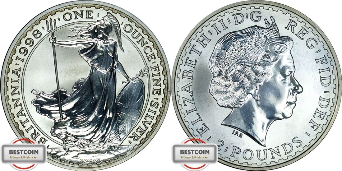 ENGLAND 2 Pfund 1998 KM 1029 Britannia STG MA Shops