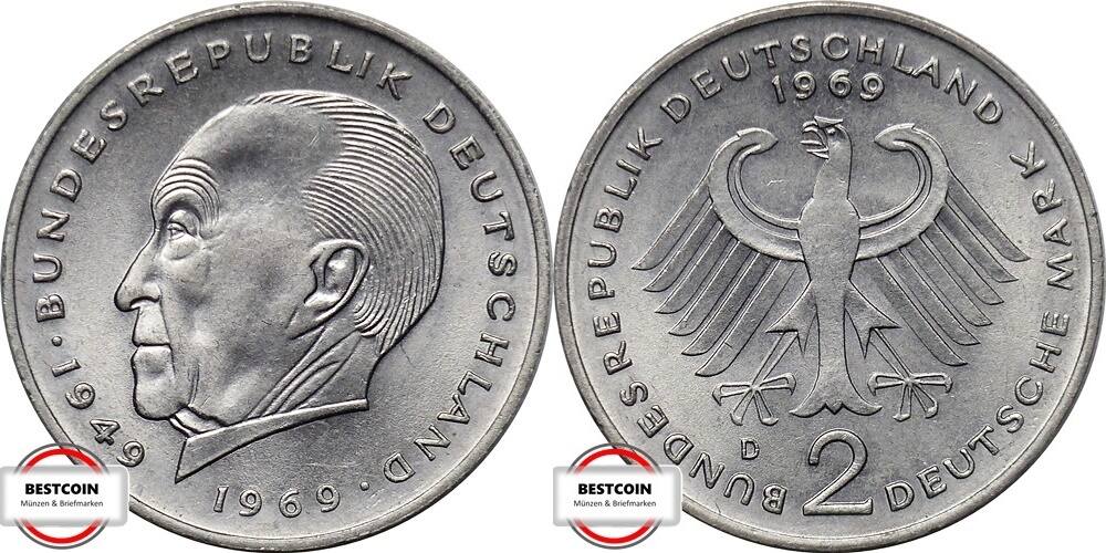 BRD 2 DM 1969 D J 406 - Konrad Adenauer STG | MA-Shops