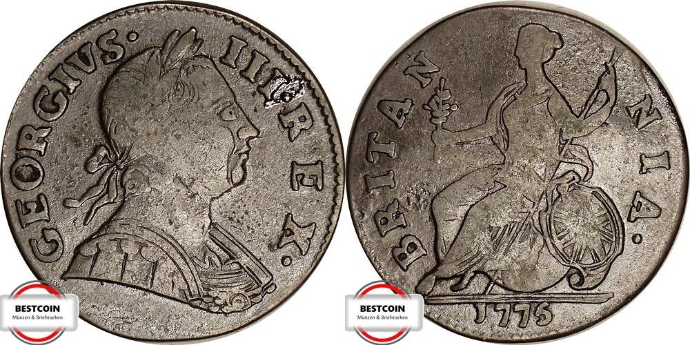 ENGLAND 1 Penny 1775 KM 602 - geprägt unter Georg III. VZ-STG | MA-Shops