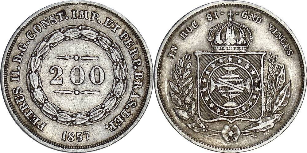 BRASILIEN 200 Reis 1857 KM 469 - geprägt unter Pedro II. fast VZ | MA-Shops