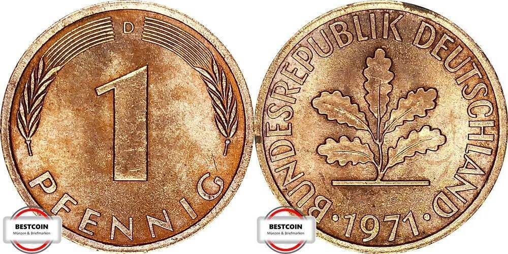 BRD 1 Pfennig 1971 D J 380 - Kursmünze f.STG | MA-Shops