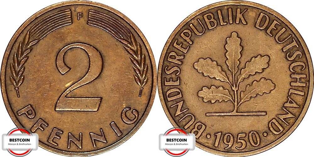 BRD 2 Pfennig 1950 F J 381 - Kursmünze VZ | MA-Shops