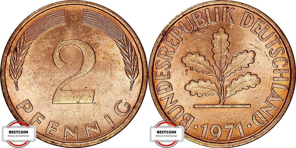 BRD 2 Pfennig 1971 G J 381 - Kursmünze STG | MA-Shops