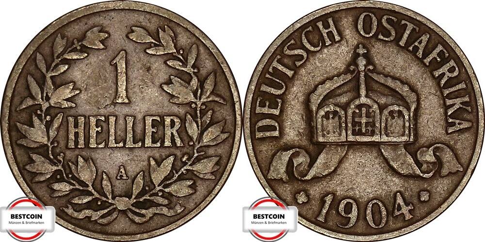 DEUTSCH OST-AFRIKA 1 Heller 1904 A J N 716 - Prägung für das Auswärtige Amt SS | MA-Shops