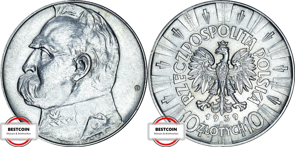 POLEN 10 Zloty 1939 PL 29 - Jozef Pilsudski VZ-STG | MA-Shops