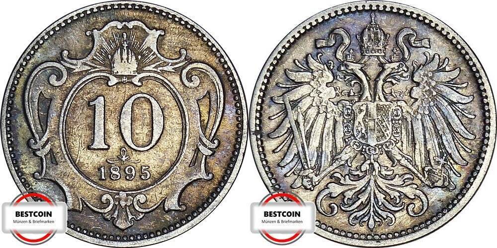ÖSTERREICH 10 Heller 1895 ANK 62 - geprägt unter Franz Joseph I. SS-VZ | MA-Shops