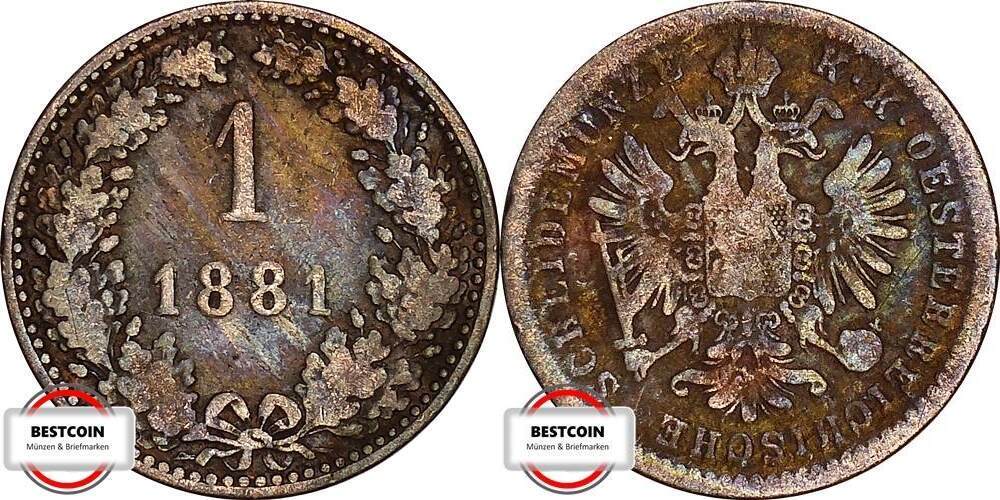 ÖSTERREICH 1 Kreuzer 1881 KM 2186 - geprägt unter Franz Joseph I. S+ | MA-Shops