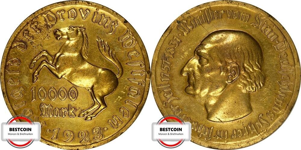 10000 Mark 1923 J N20b - Notgeld der Provinz Westfalen SS+ | MA-Shops