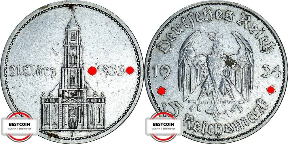 DEUTSCHLAND 5 Reichsmark 1934 J J 356 - Garnisonkirche von Potsdam ...