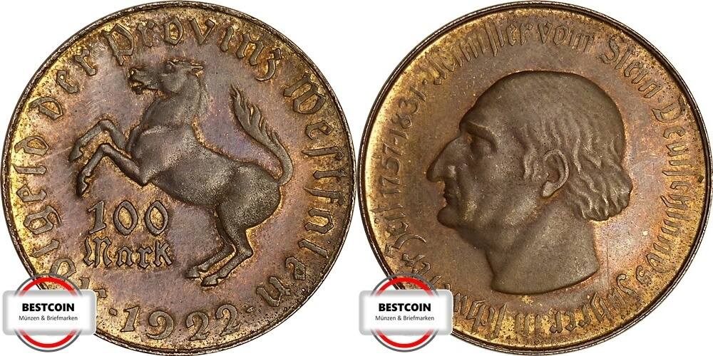 100 Mark 1922 J N14 - Notgeld Westfalen VZ | MA-Shops