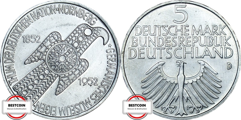 BRD 5 Mark 1952 D J 388 - Germanisches Museum VZ | MA-Shops