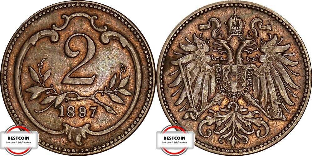 Österreich 2 Heller 1897 KM 2801 VZ-STG | MA-Shops