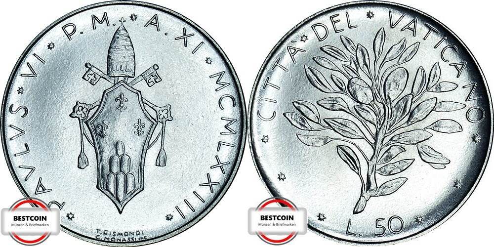 Vatikan 50 Lira 1970 Km 121 Geprägt Unter Papst Paul Vi