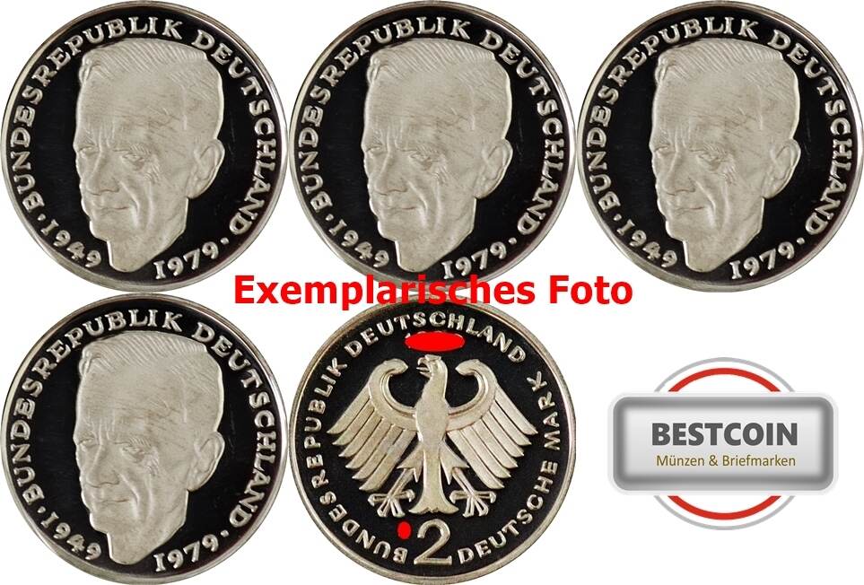BRD 2 Mark 1982 DFGJ J 424 - Kursmünze - kompletter Satz - Kurt ...