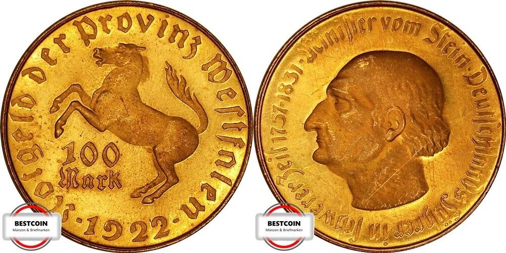 100 Mark 1922 J N14 - Notgeld Westfalen - vom Stein STG- | MA-Shops