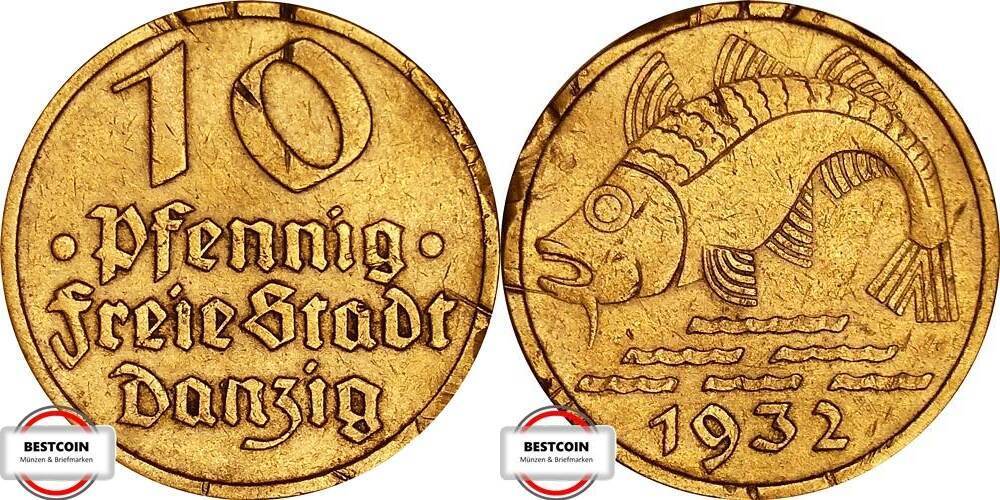 10 Pfennig 1932 J D13 - Ausgabe des Freistaates Danzig SS | MA-Shops