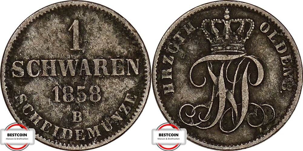 1 Schwaren 1858 B AKS 35 - Münze aus dem Herzogtum Oldenburg SS | MA-Shops
