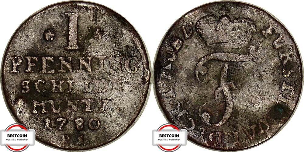 WALDECK 1 Pfennig gewellt 1780 Henning 194 - geprägt unter Fürst ...