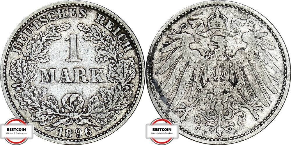 1 Mark 1896 E J 17 - Kursmünze aus dem Kaiserreich SS | MA-Shops