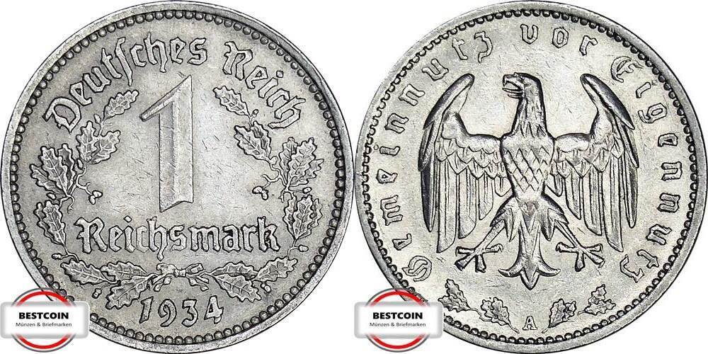 DRITTE REICH 1 Reichsmark 1944 A J 354 - Kursmünze VZ | MA-Shops
